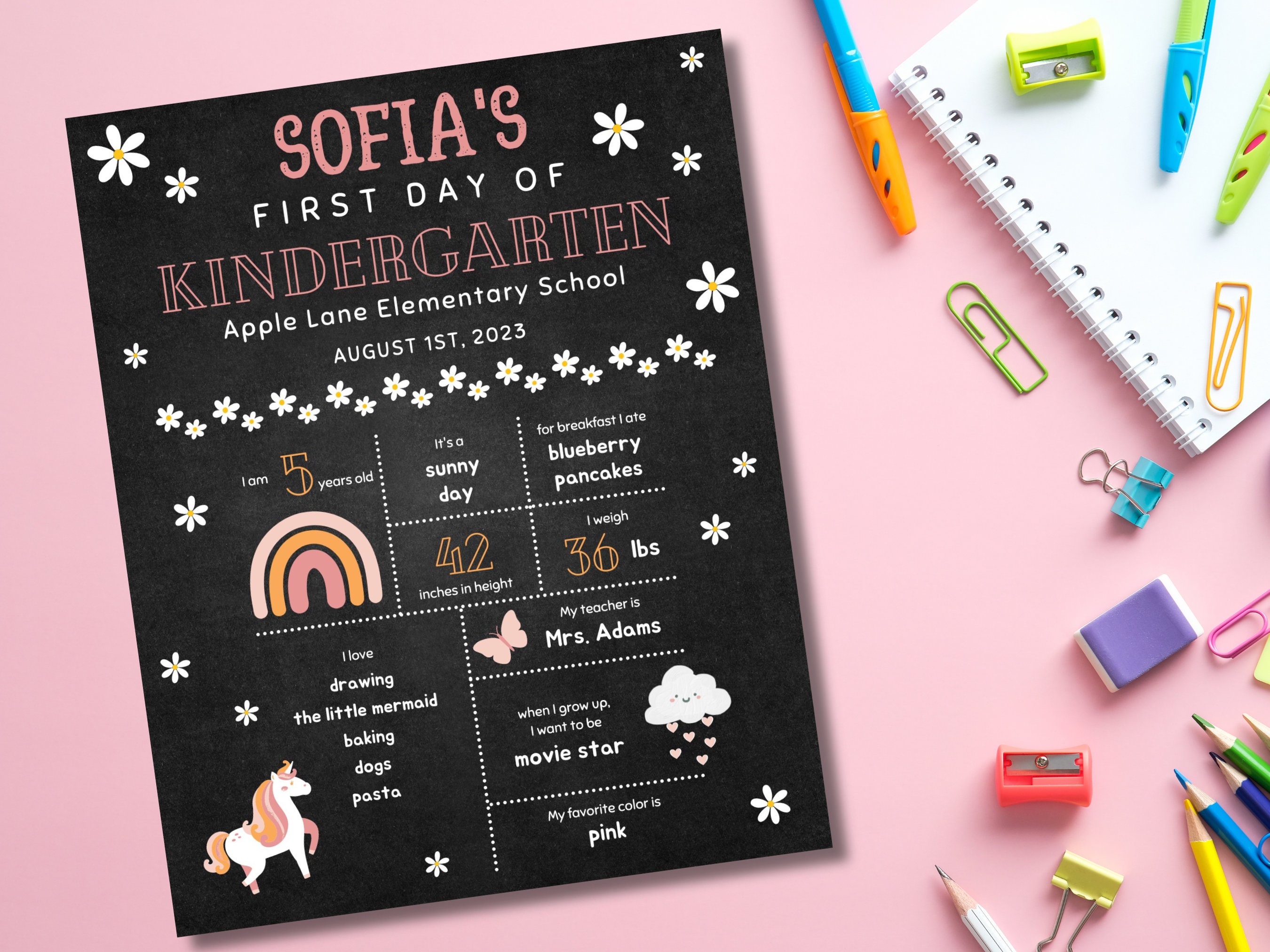 Printable First and Last Day of School Sign, Editable School Sign ...