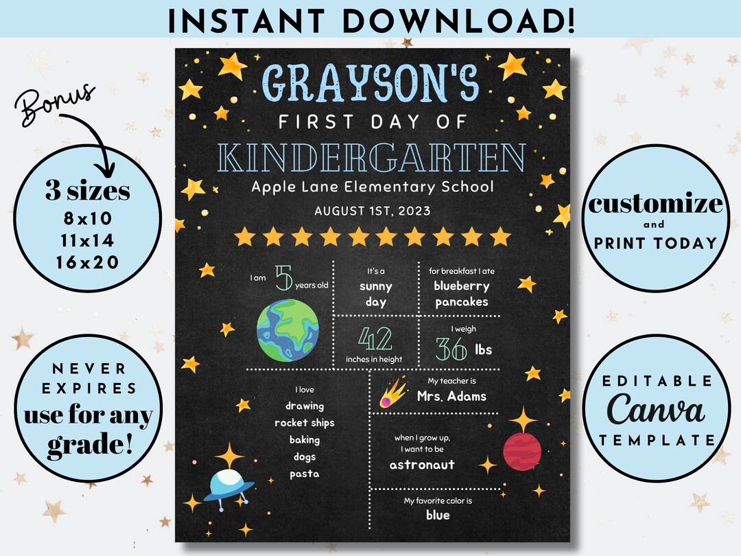 First Day of School Sign, Back to School Chalkboard Poster ...