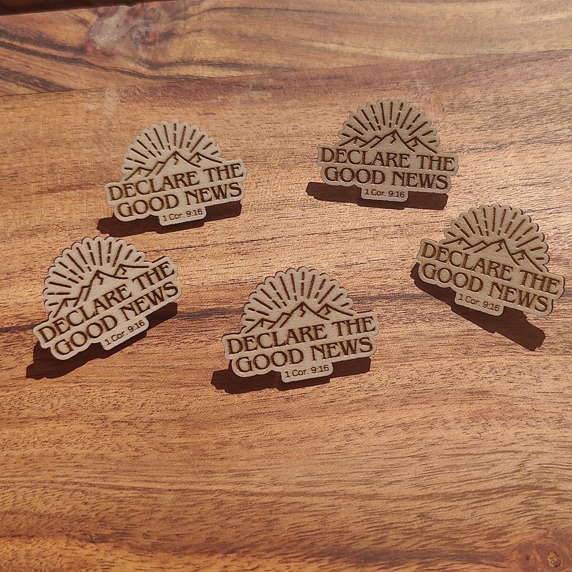 JW Pins 1.5 Wooden Engraved Pins convention Theme declare the Good News ...