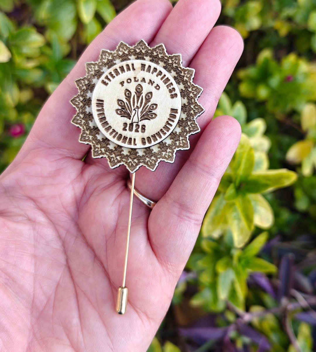 CUSTOMIZABLE 2026 Convention Wooden Engraved Lapel Pin - Etsy