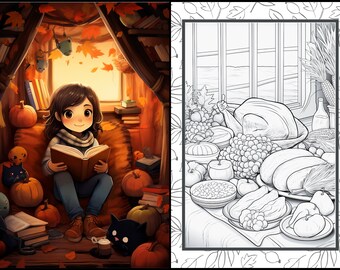 Printable Thanksgiving Coloring, Thanksgiving, Fall, Coloring Book ...