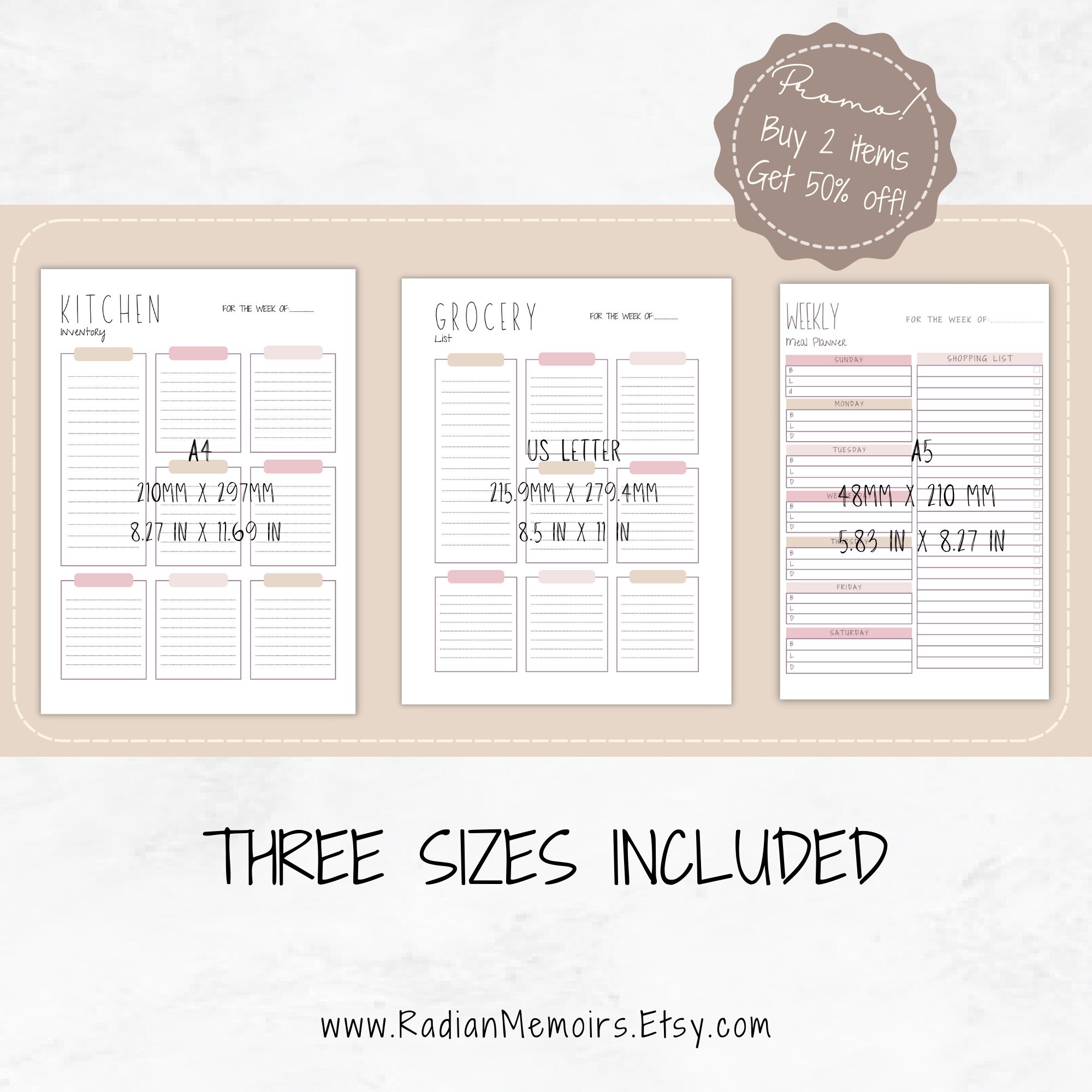 Editable Meal Planning Template A5, A4, US Letter With Food Journal ...