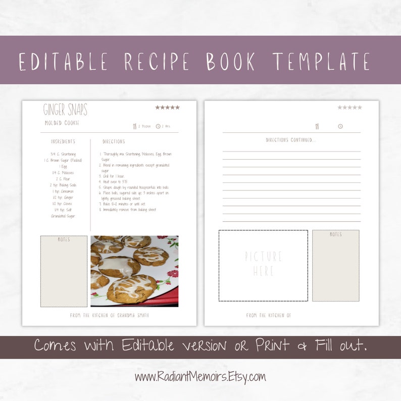 Editable Recipe Card Template Printable Customize Fonts & - Etsy