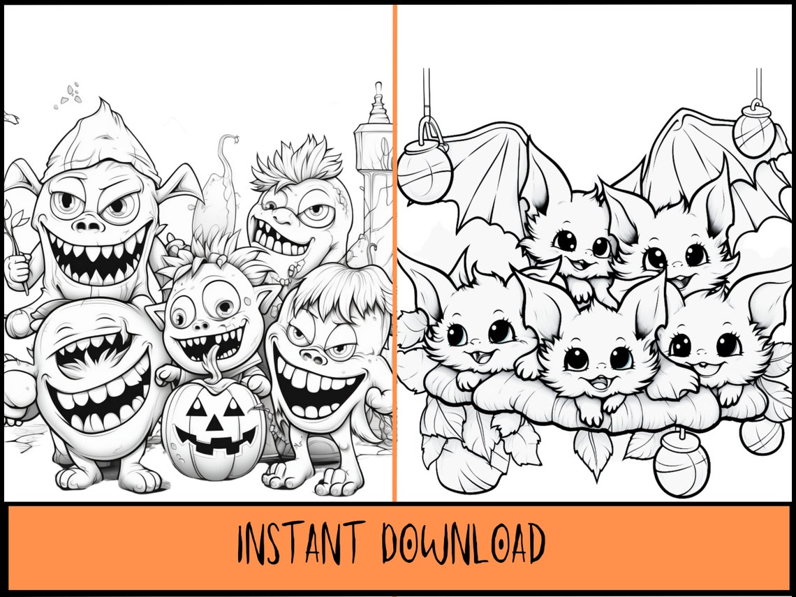 Kids Coloring Book Halloween Coloring Halloween Coloring - Etsy