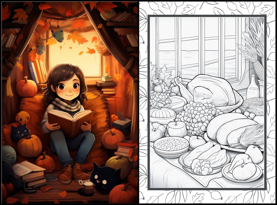 Printable Thanksgiving Coloring, Thanksgiving, Fall, Coloring Book ...