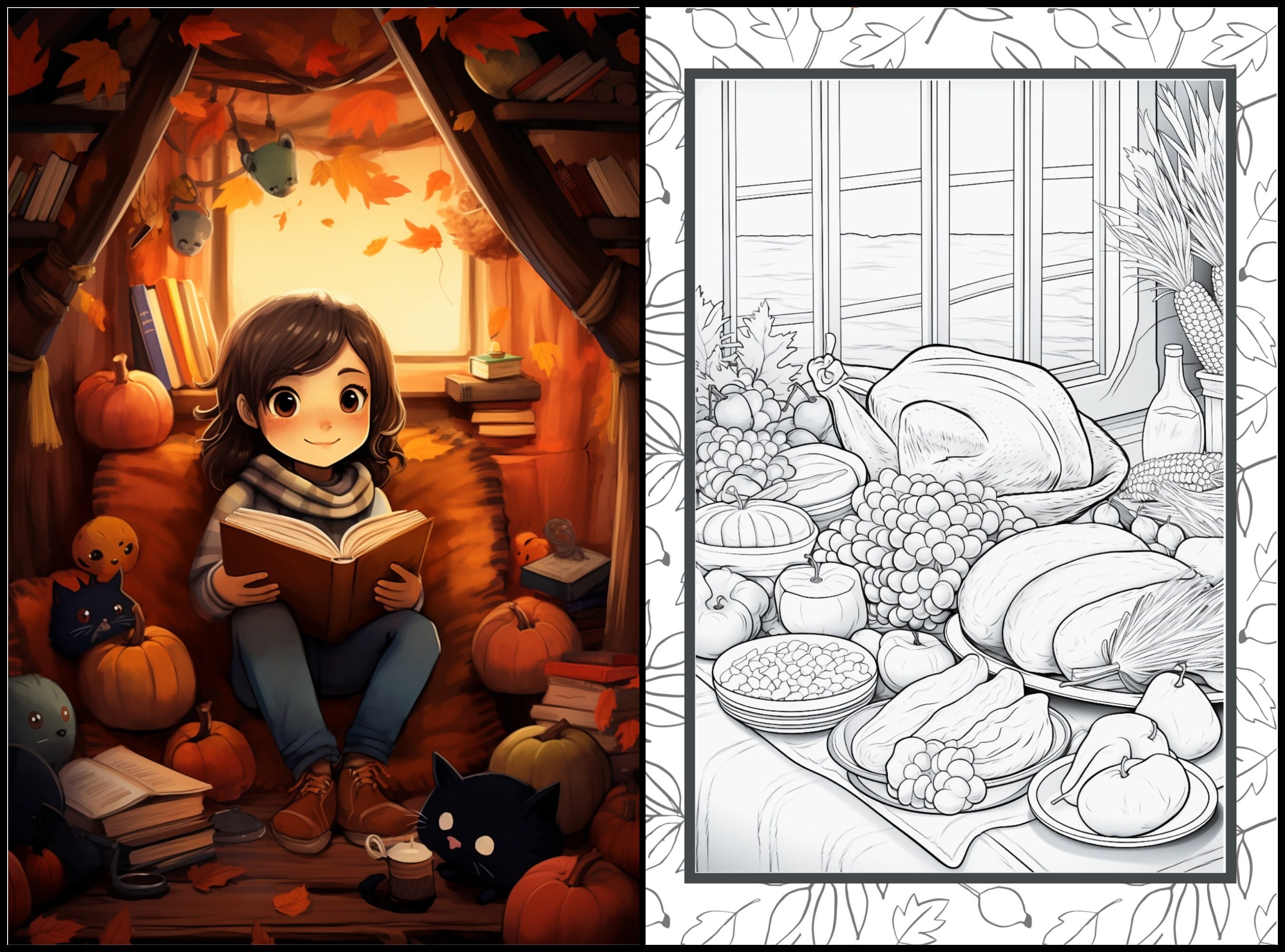 Printable Thanksgiving Coloring, Thanksgiving, Fall, Coloring Book ...