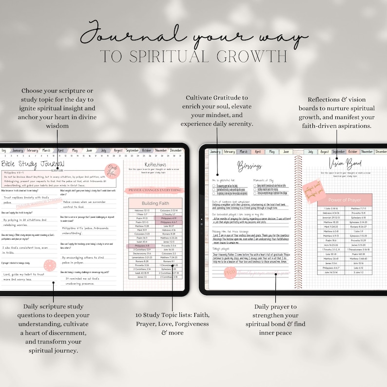Prayer & Bible Study Journal Bundle Devotional Journal Bible Study ...