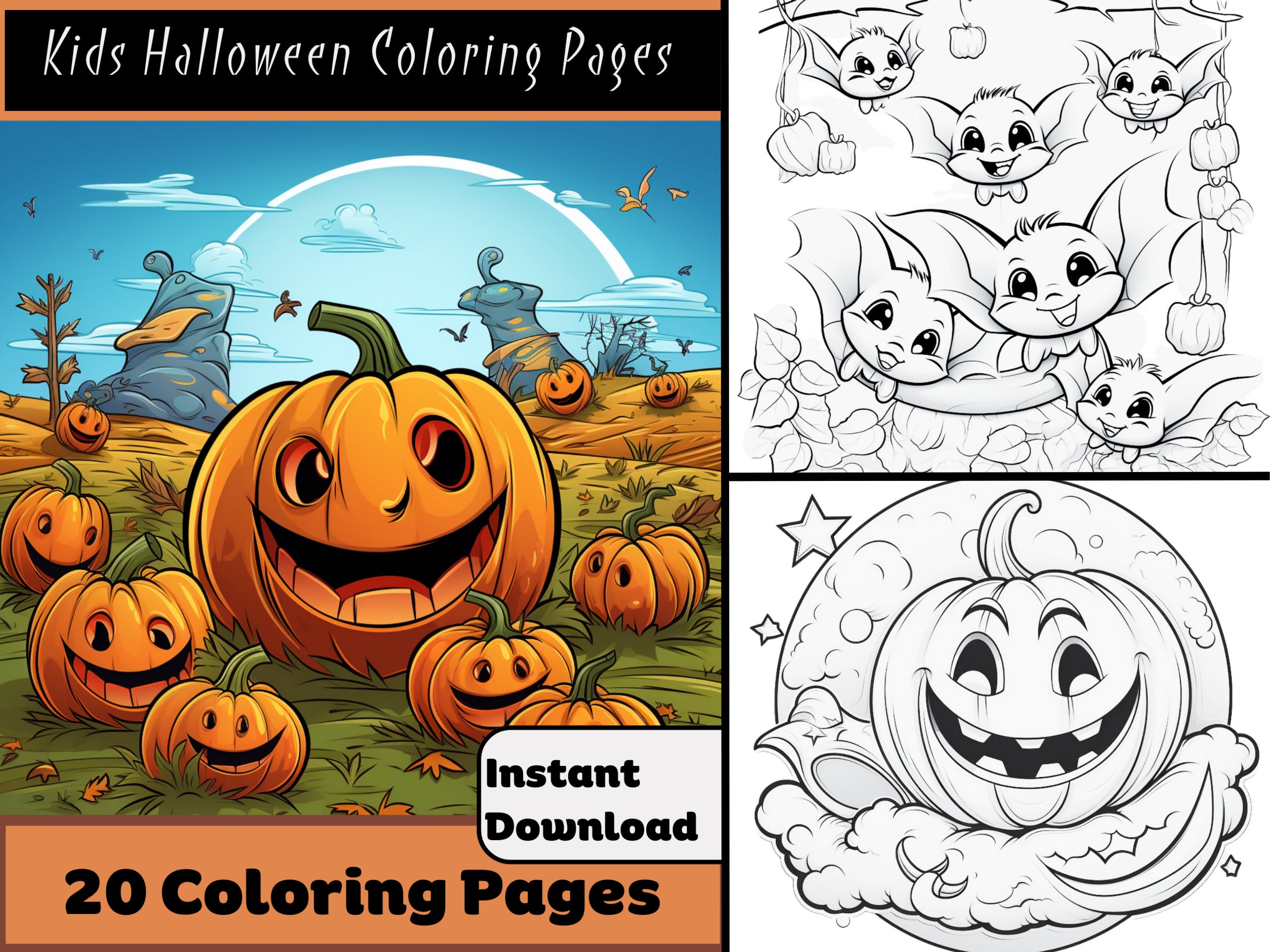 Kids Coloring Book Halloween Coloring Halloween Coloring - Etsy