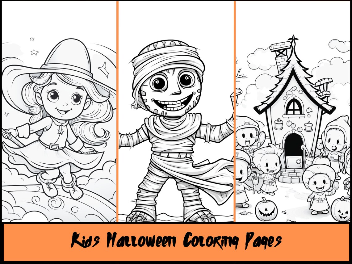 Kids Coloring Book Halloween Coloring Halloween Coloring - Etsy