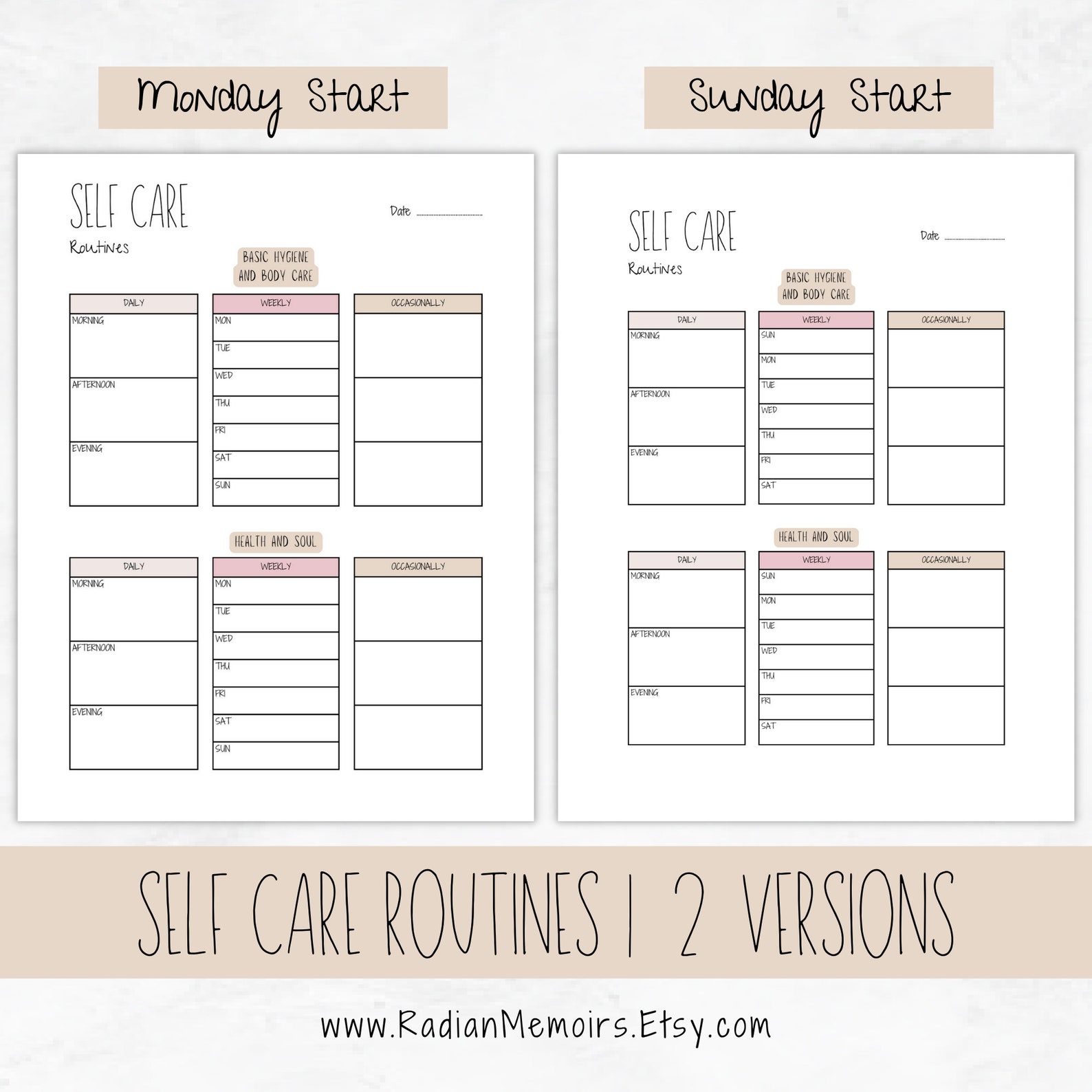 Self Care Checklist: Editable & Printable for Daily Wellness - Etsy