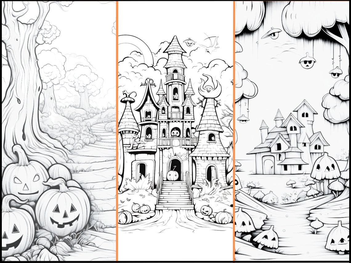 Kids Coloring Book Halloween Coloring Halloween Coloring - Etsy