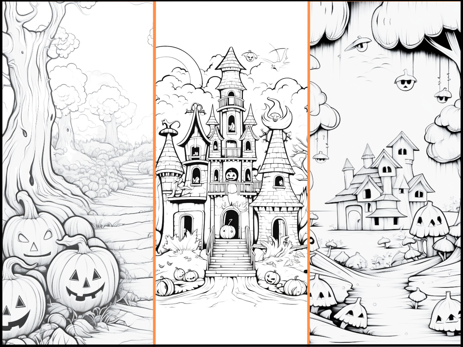 Kids Coloring Book Halloween Coloring Halloween Coloring - Etsy