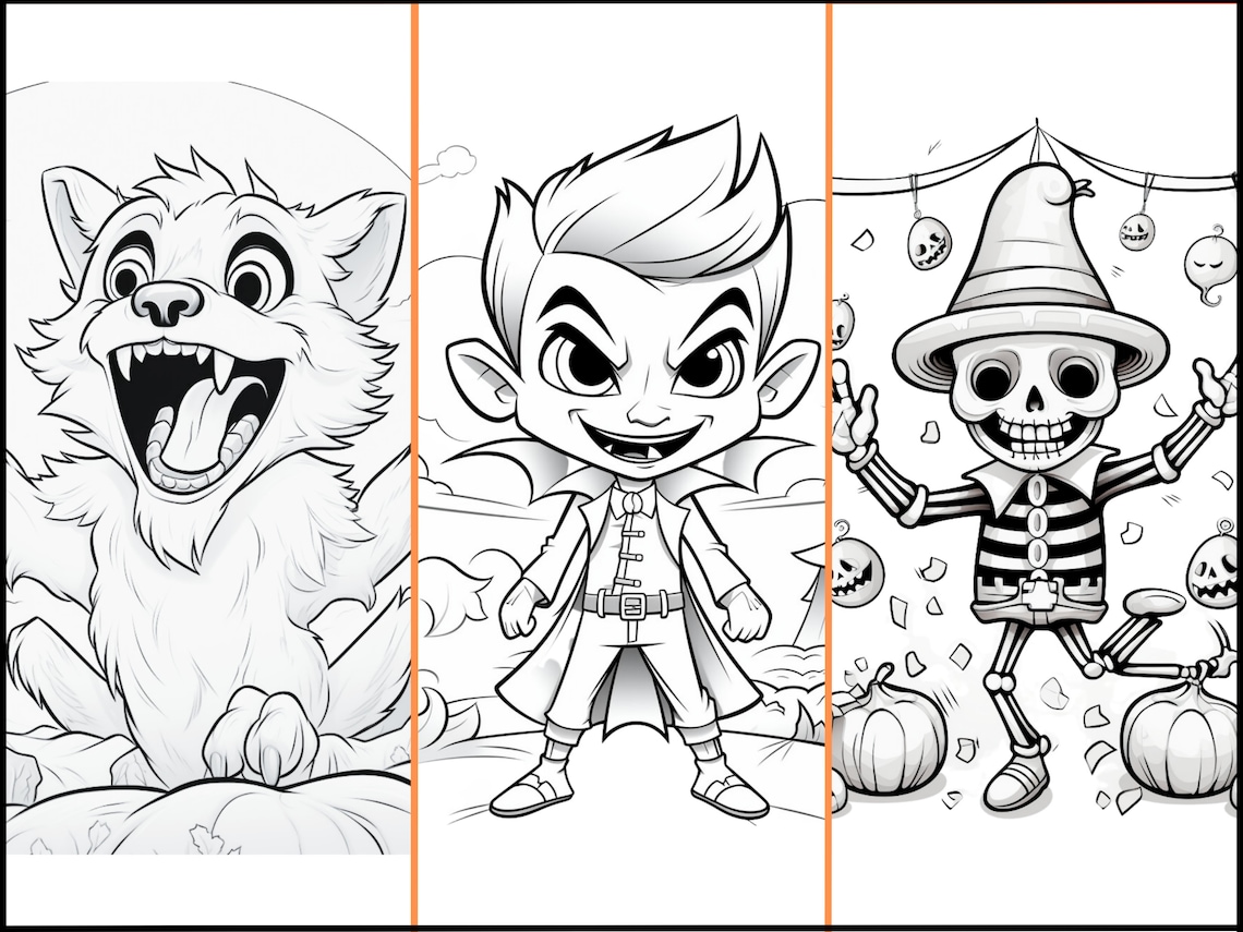 Kids Coloring Book Halloween Coloring Halloween Coloring - Etsy