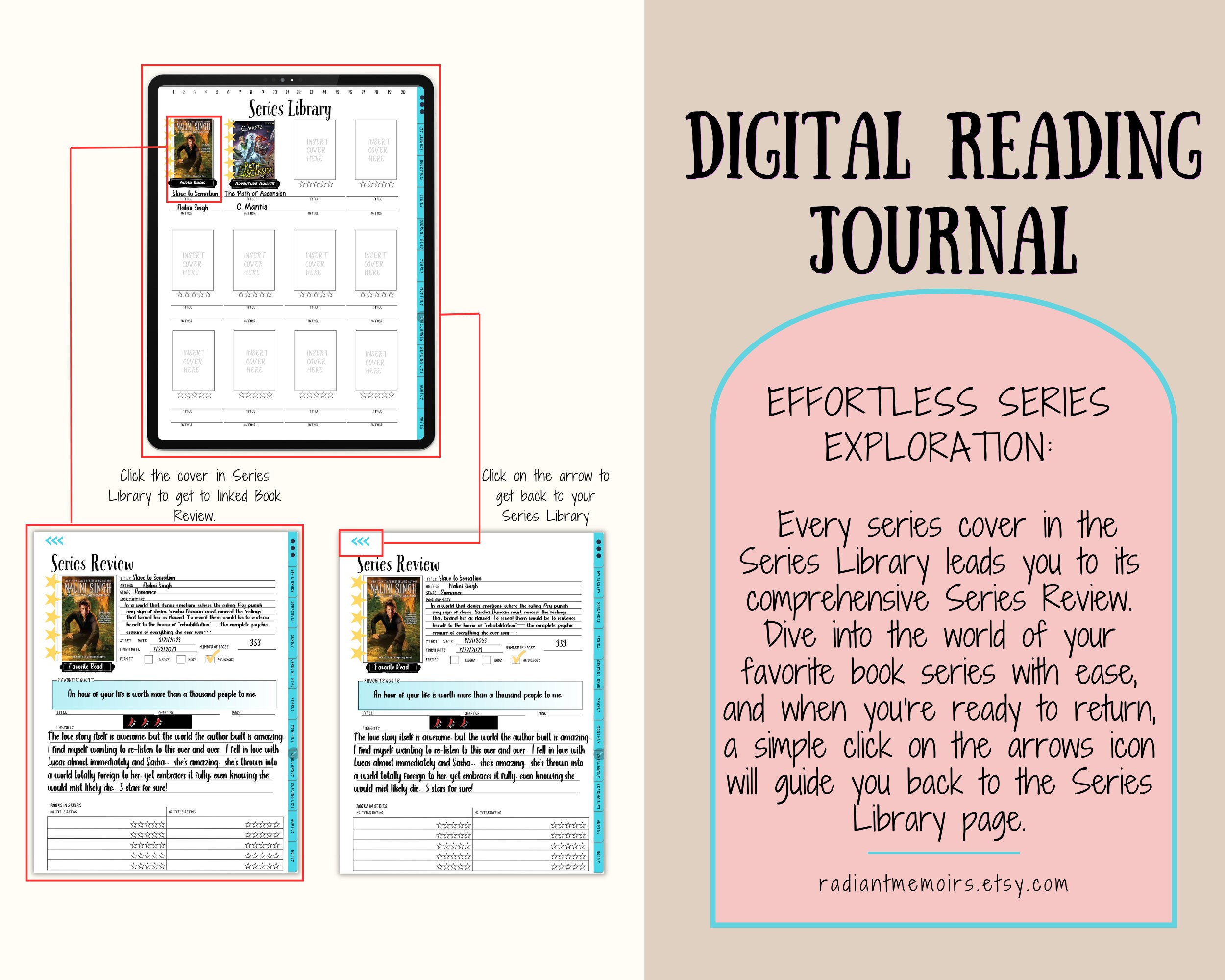 Digital Reading Journal Reading Planner, Reading Tracker, and Digital ...