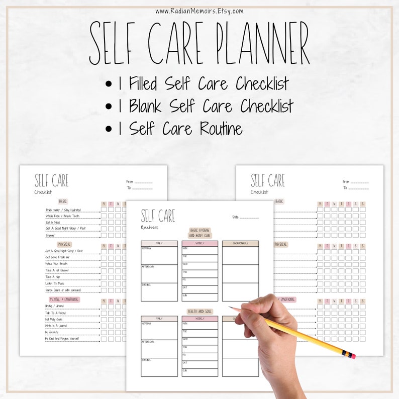 Self Care Checklist: Editable & Printable for Daily Wellness - Etsy
