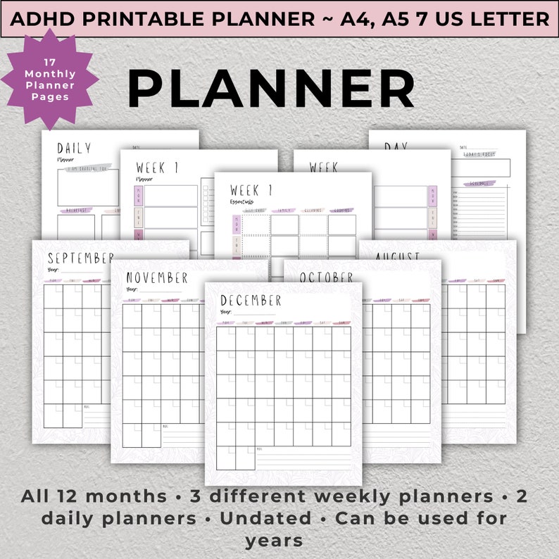 ADHD Planner Printable, Adhd Planner Adult, Planner Printable, Adhd ...