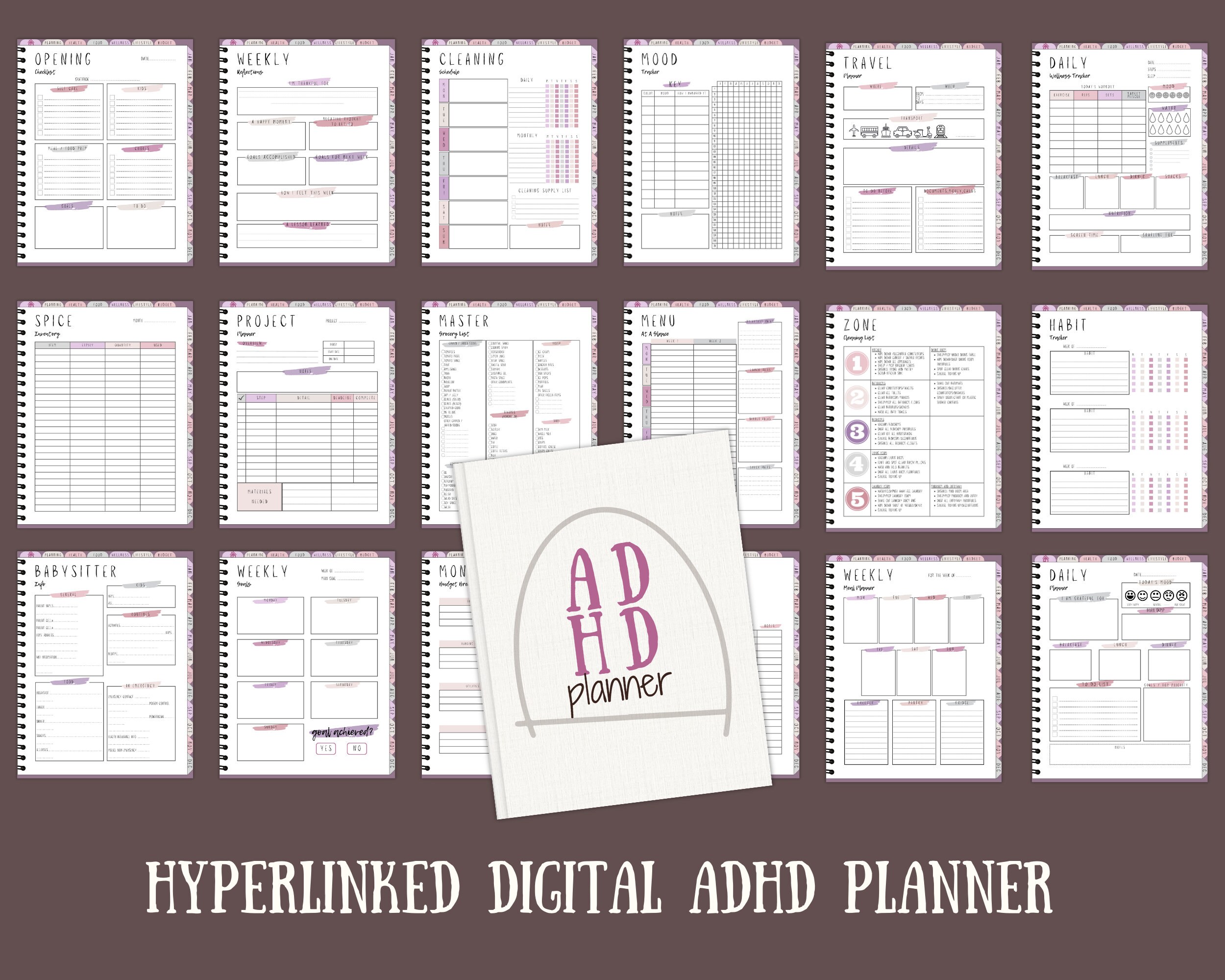 ADHD Digital Planner, ADHD Planner, Adhd Planner Adult, Adhd Journal ...