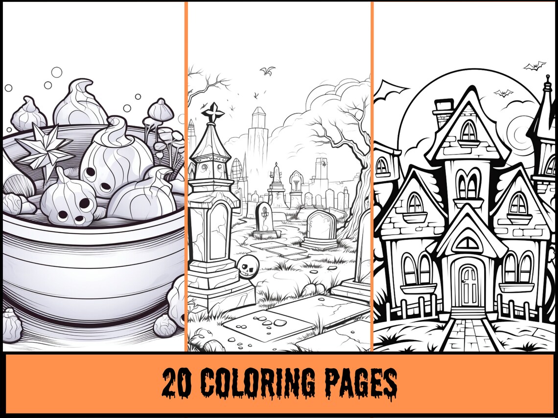 Kids Coloring Book Halloween Coloring Halloween Coloring - Etsy