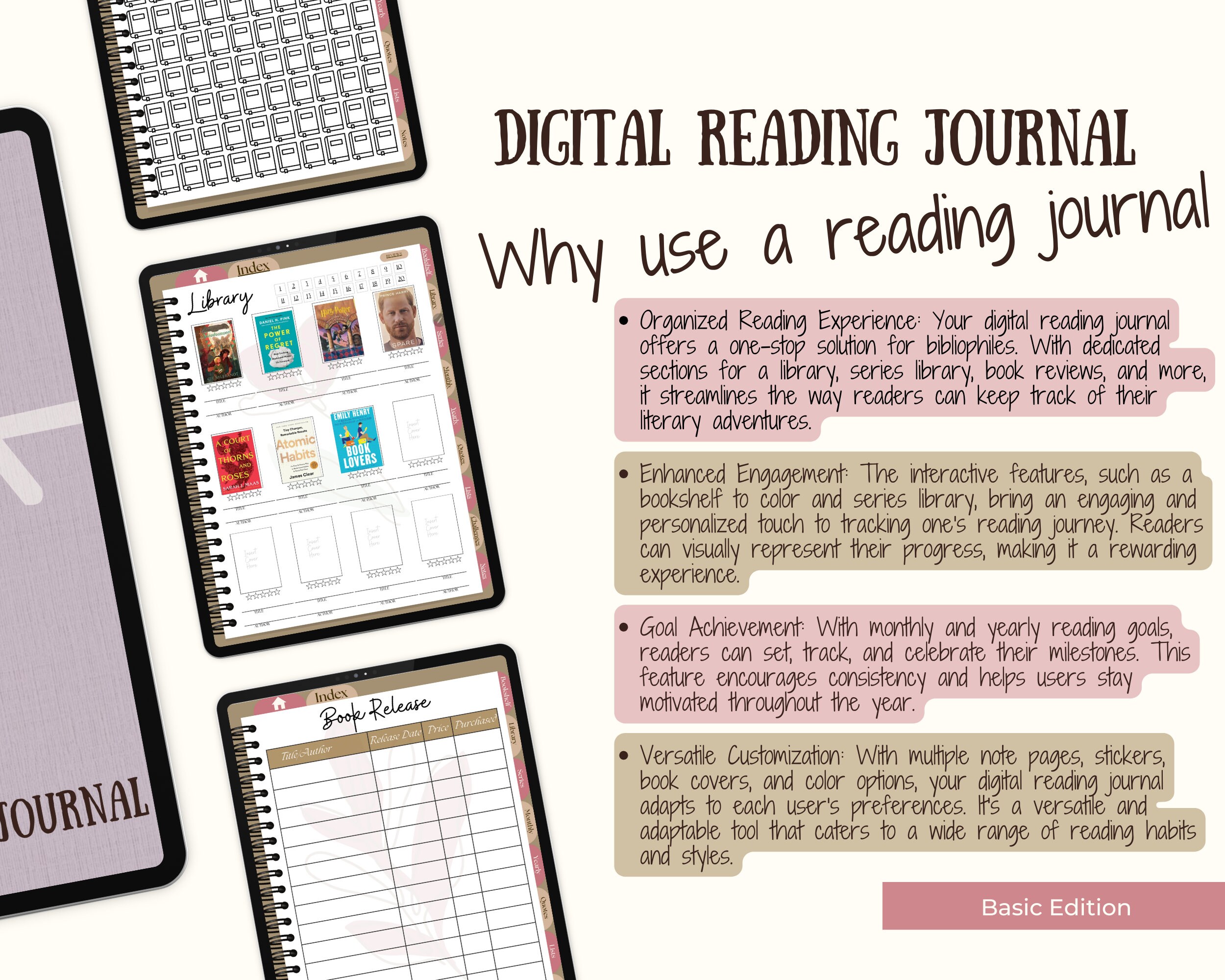 Digital Reading Journal Reading Planner, Reading Tracker, and Digital ...