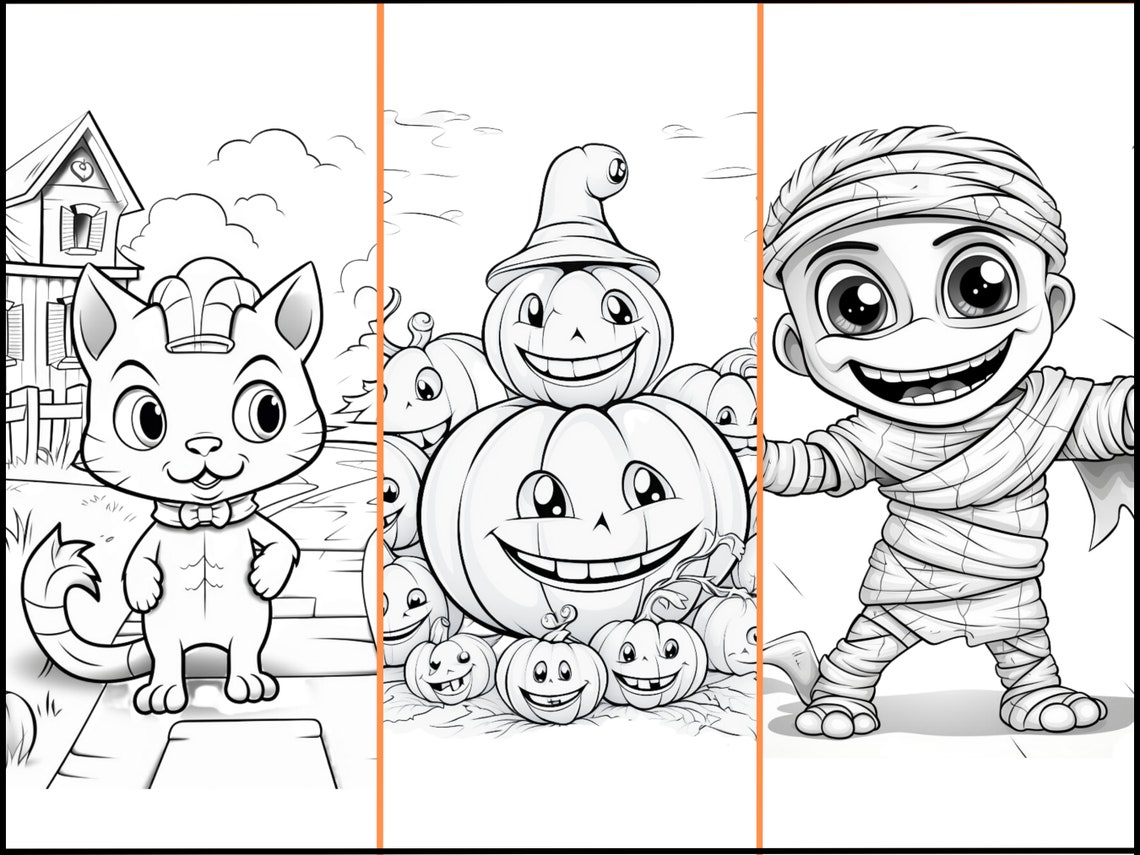 Kids Coloring Book Halloween Coloring Halloween Coloring - Etsy