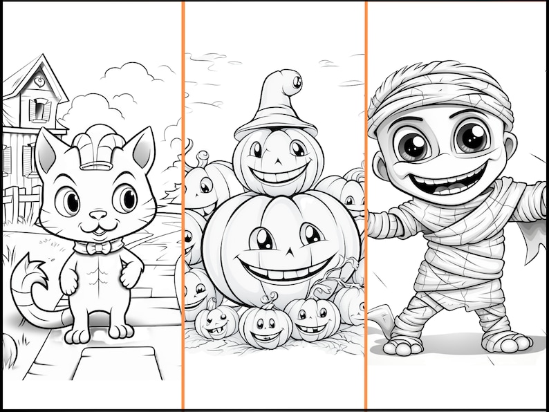 Kids Coloring Book Halloween Coloring Halloween Coloring - Etsy