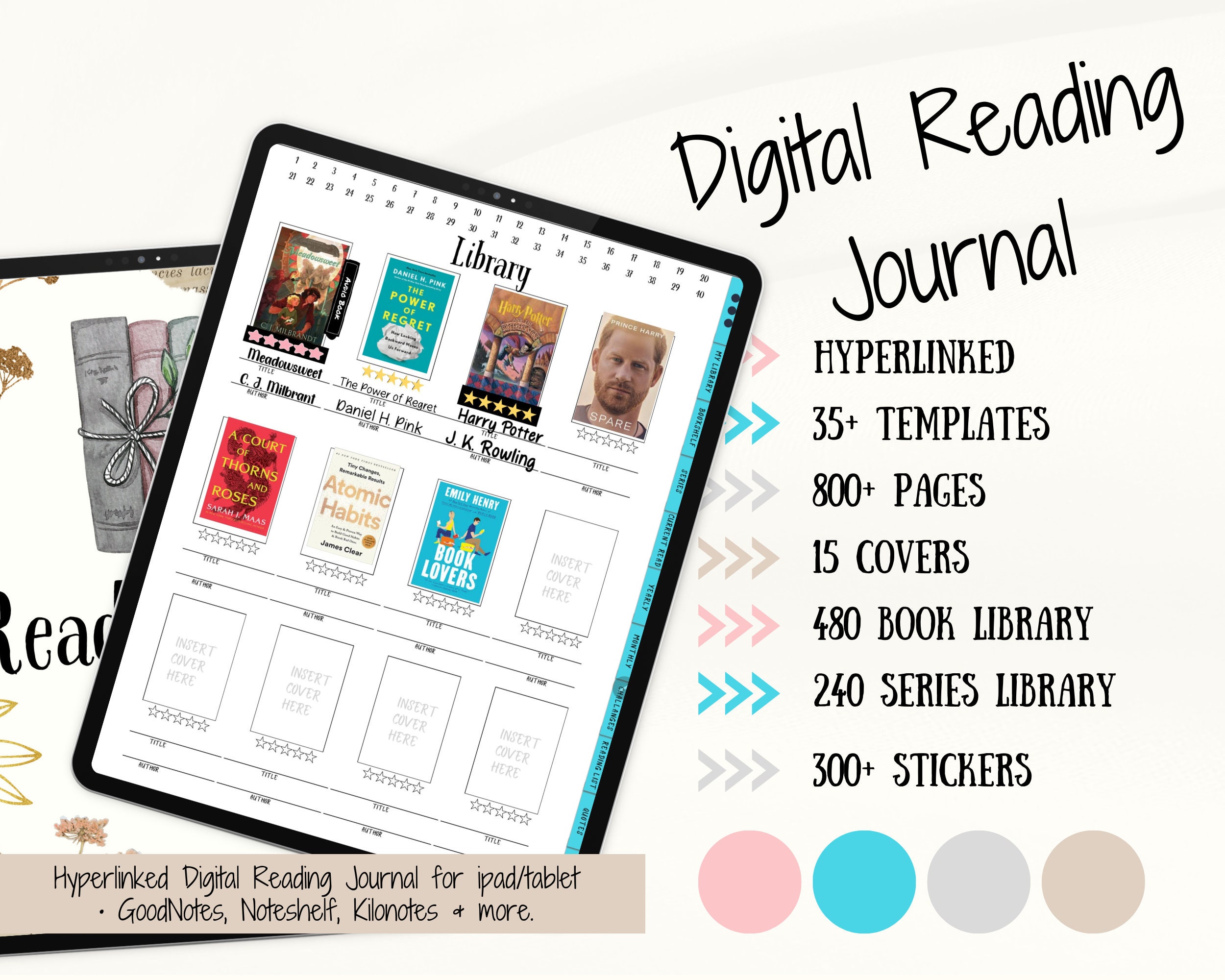 Digital Reading Journal Reading Planner, Reading Tracker, and Digital ...