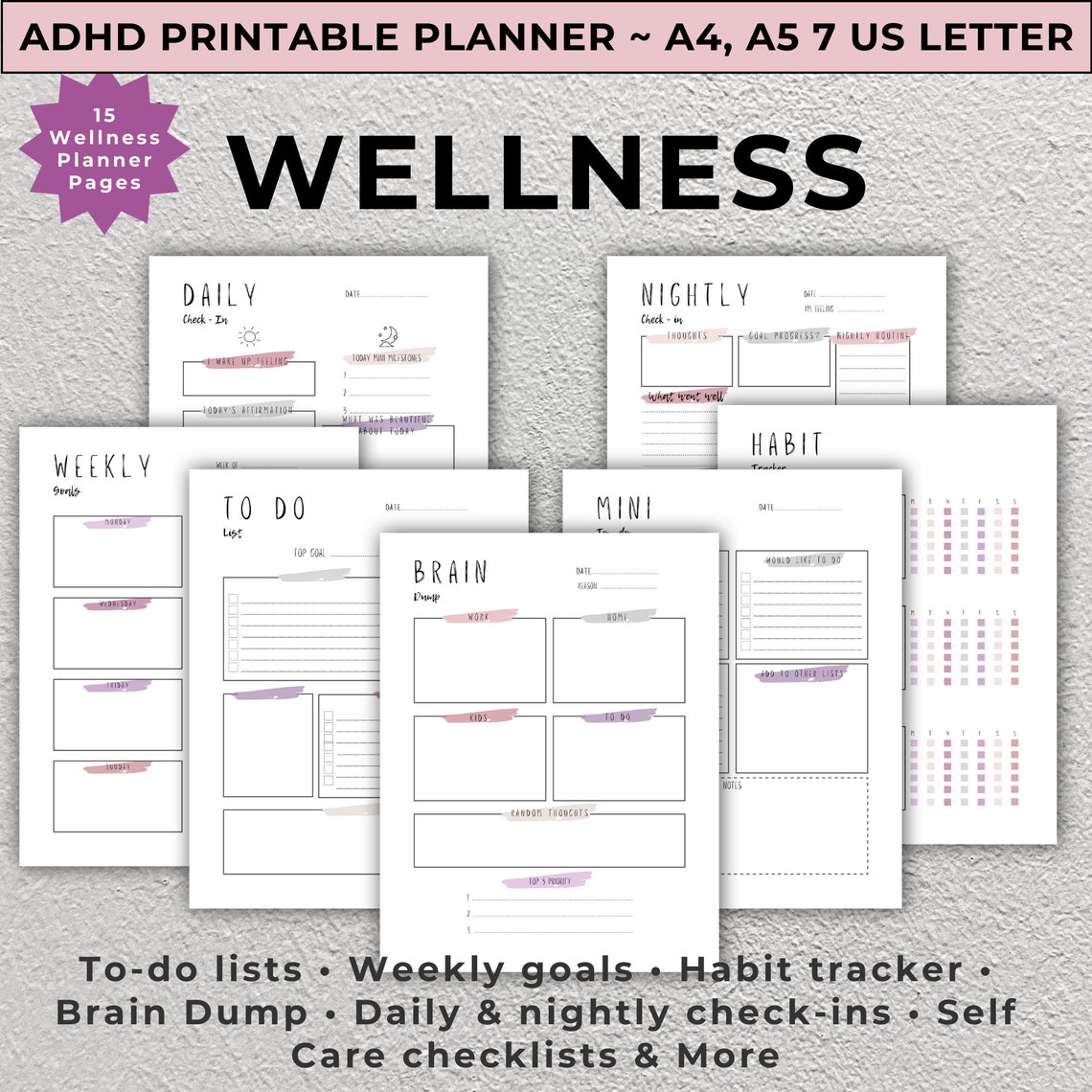 ADHD Planner Printable, Adhd Planner Adult, Planner Printable, Adhd ...
