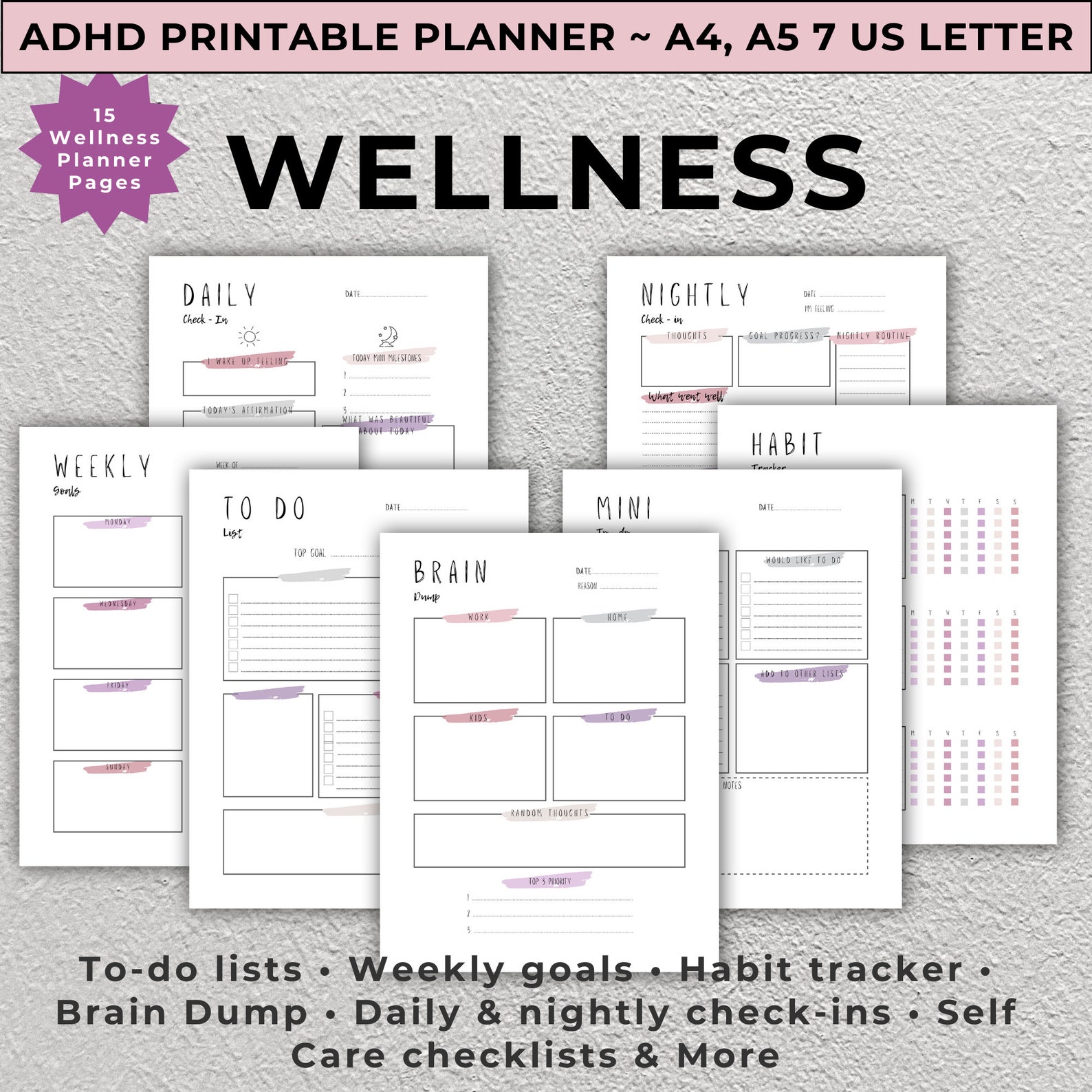 ADHD Planner Printable, Adhd Planner Adult, Planner Printable, Adhd ...