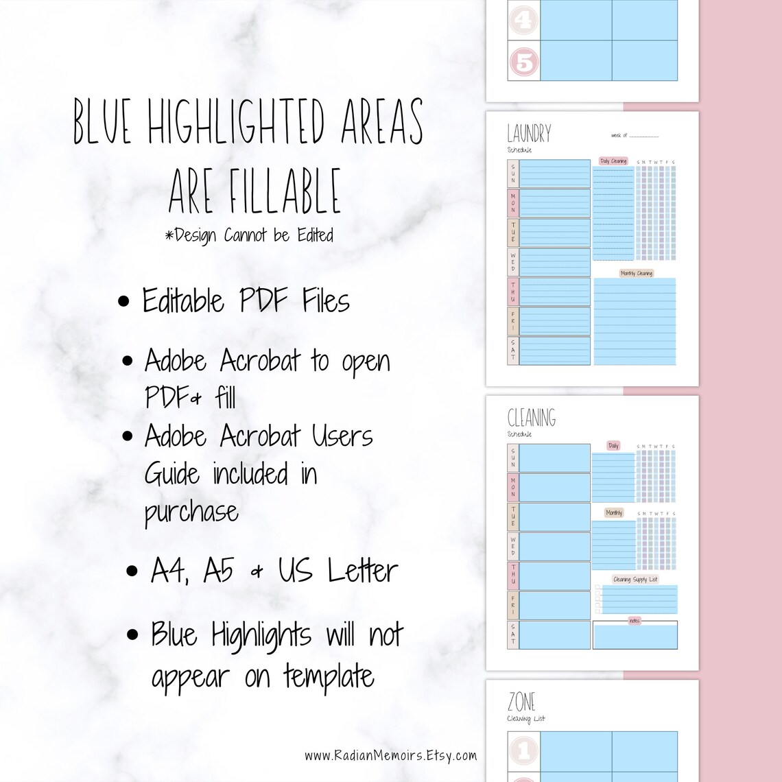 EDITABLE Cleaning Checklist: Family Chore Chart, Adult Chore Planner ...