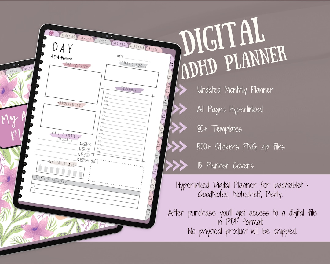 ADHD Digital Planner, ADHD Planner, Adhd Planner Adult, Adhd Journal ...