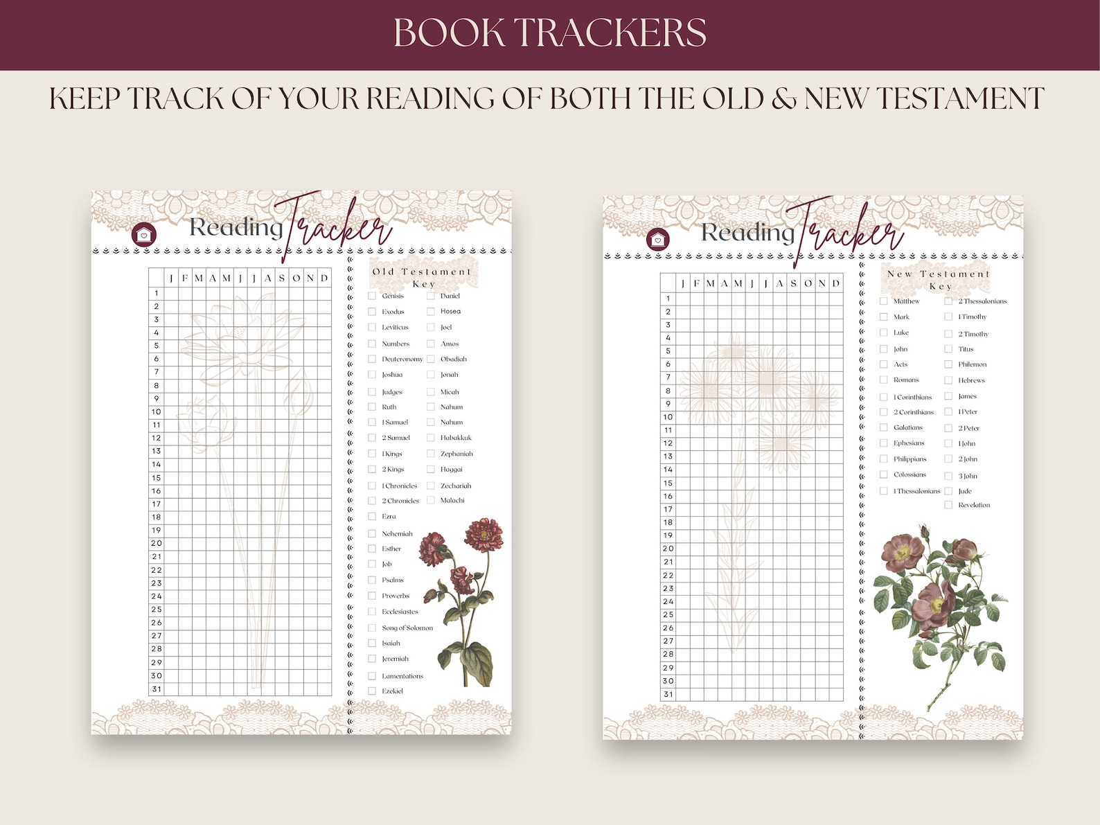 Printable Bible Study Guide, Bible Reading Trackers, Chronological ...