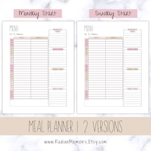 Editable Meal Planning Template - A5, A4, US Letter - With Food Journal ...