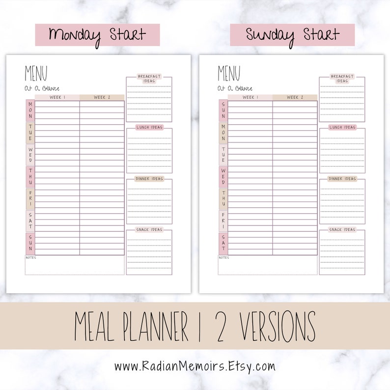 Editable Meal Planning Template A5, A4, US Letter With Food Journal ...