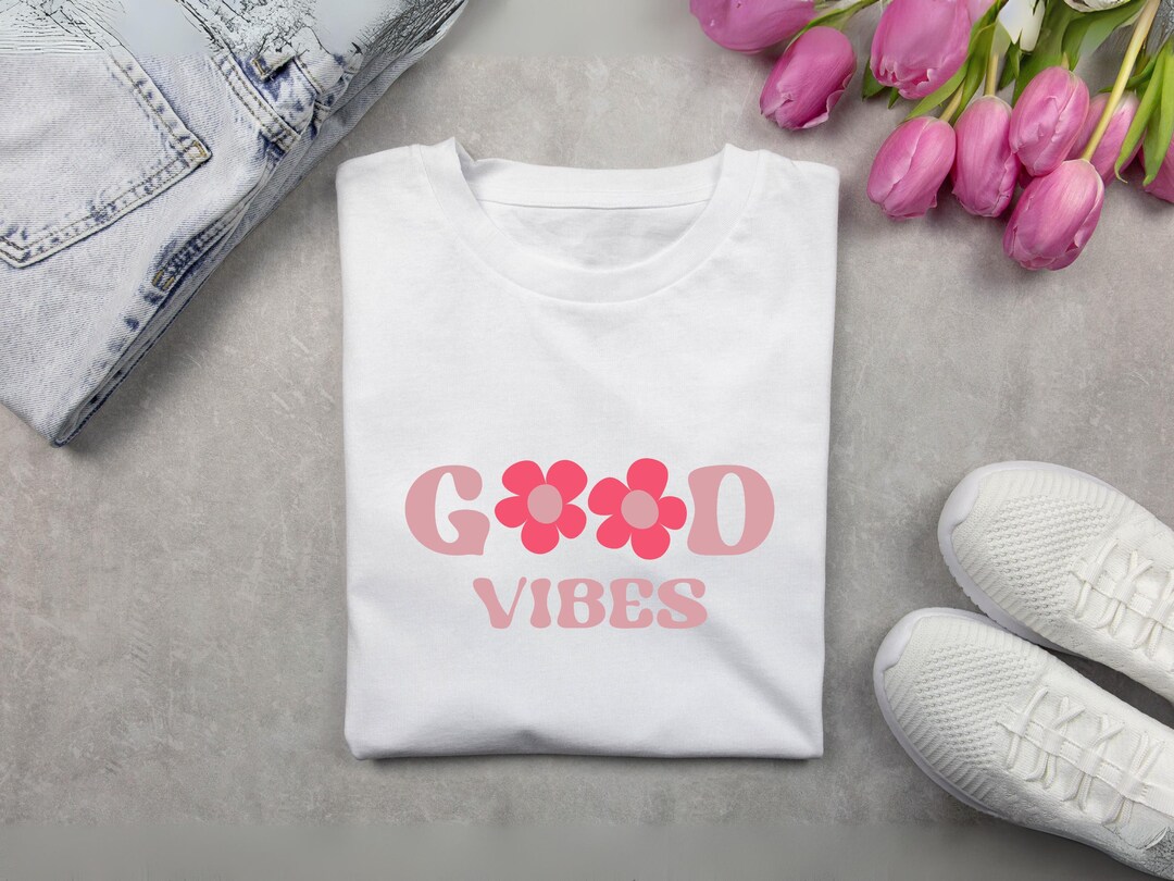 Good Vibes T-shirt, Positive Vibes Tee, Flower Graphic Shirt, Casual ...