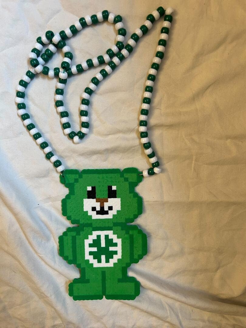 Good Luck Care Bear, Perler Beads, Kandi Necklace - Etsy