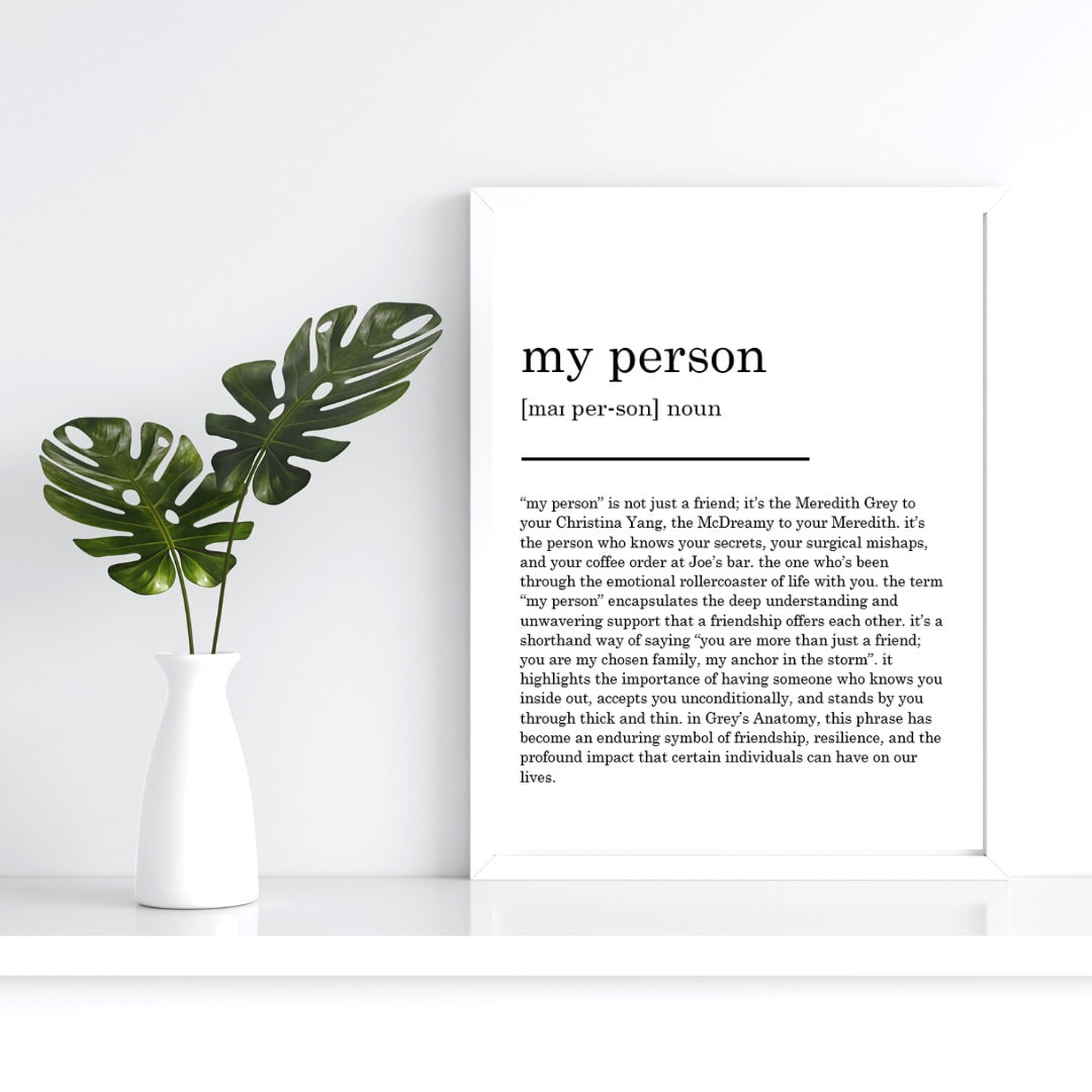 Grey's Anatomy - "my Person" Definition Print - Etsy UK