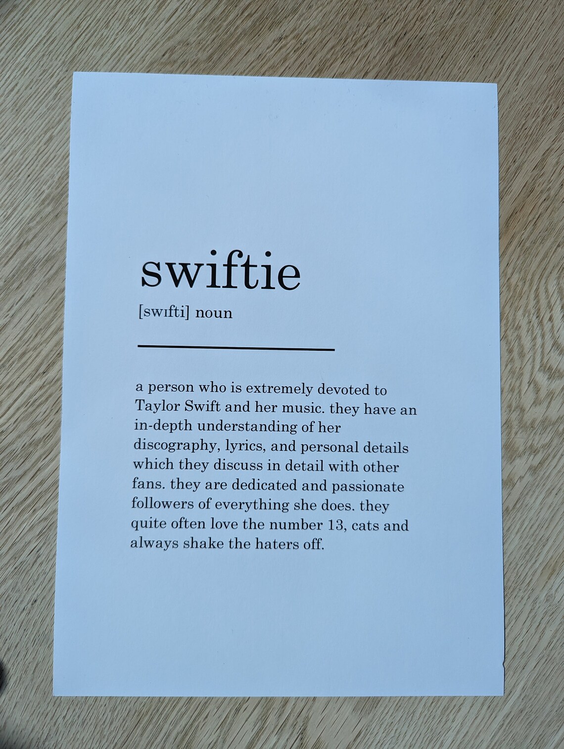 Swiftie taylor Swift Fan Definition Print DIGITAL DOWNLOAD - Etsy