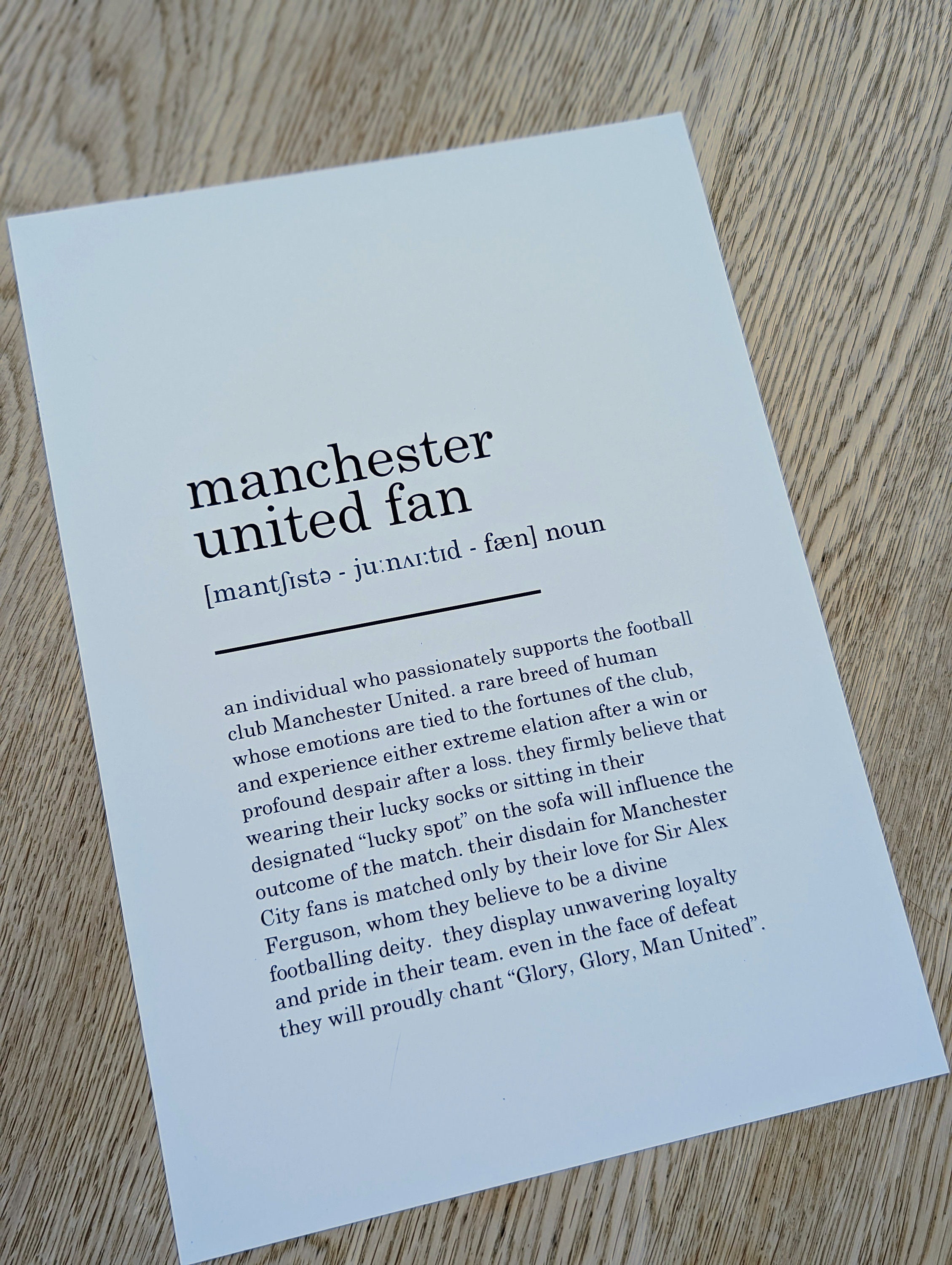 Manchester United Fan Definition Print - Etsy