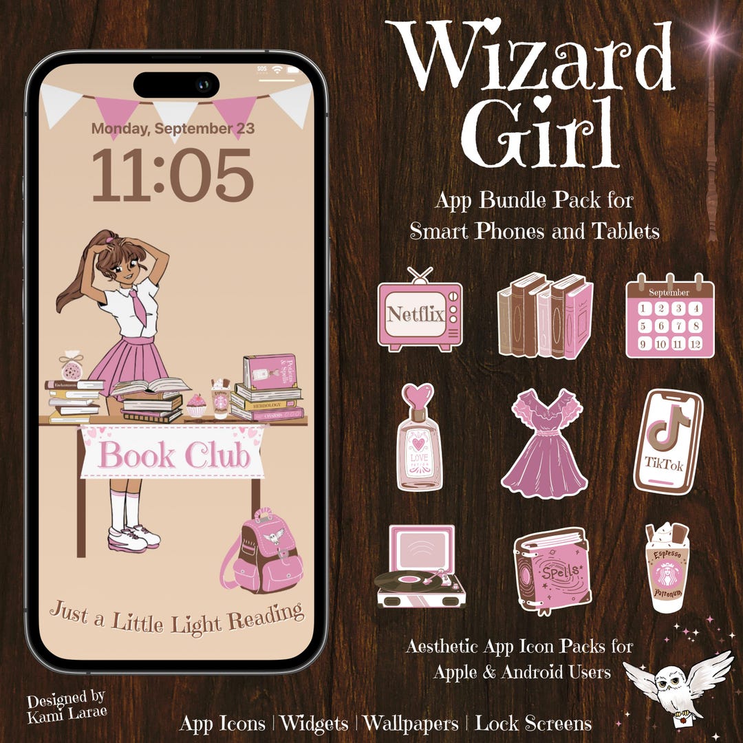 WIZARD GIRL App Icon Bundle Pack for Phones & Tablets | Customizable ...