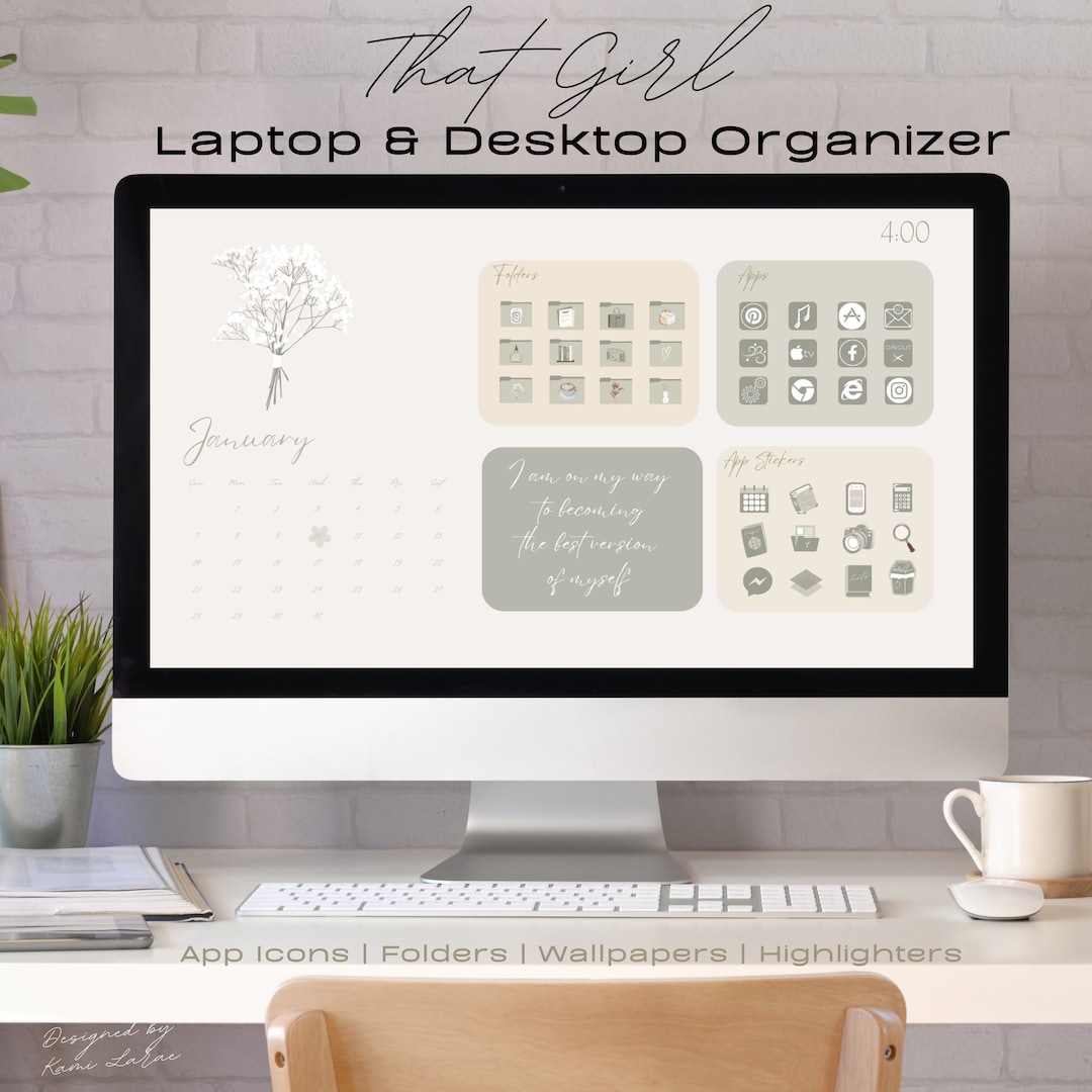 THAT GIRL Desktop & Laptop Organizer Wallpaper 2025-26 With Matching ...