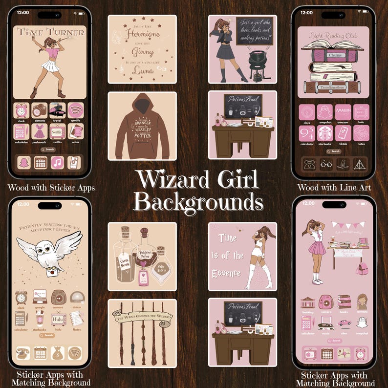 WIZARD GIRL App Icon Bundle Pack for Phones & Tablets | Customizable ...