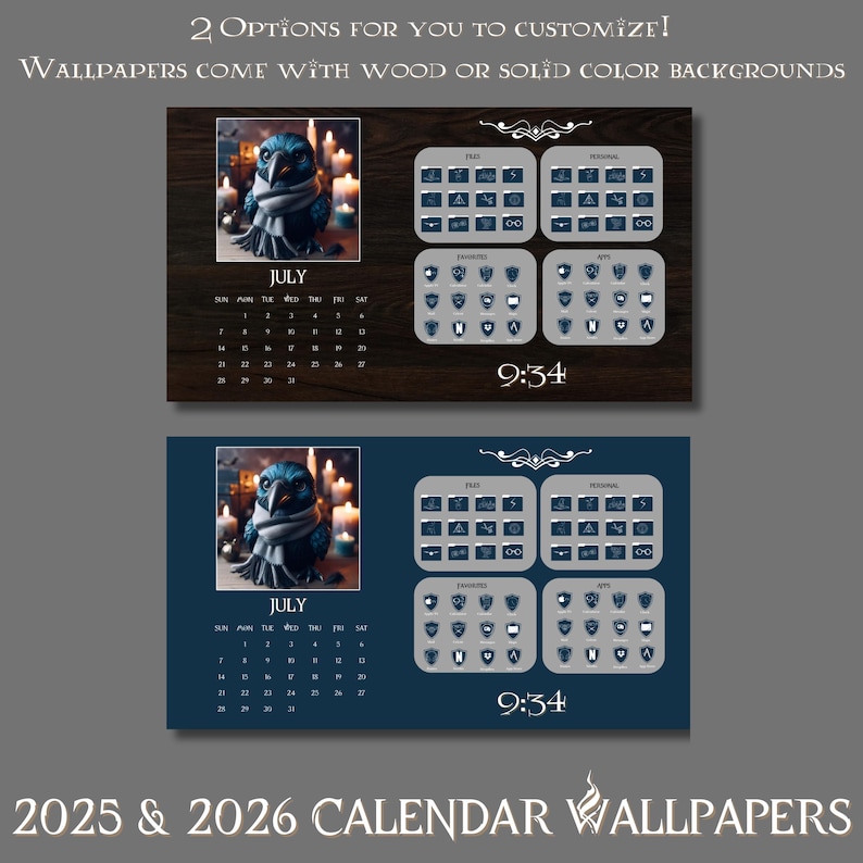 Wizard Desktop Organizer: 2025-2026 Wallpaper, Folders, Icons (digital ...