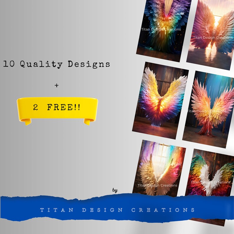 10 plus 2 FREE Digital Backdrops Rainbow Angel Wings - Etsy