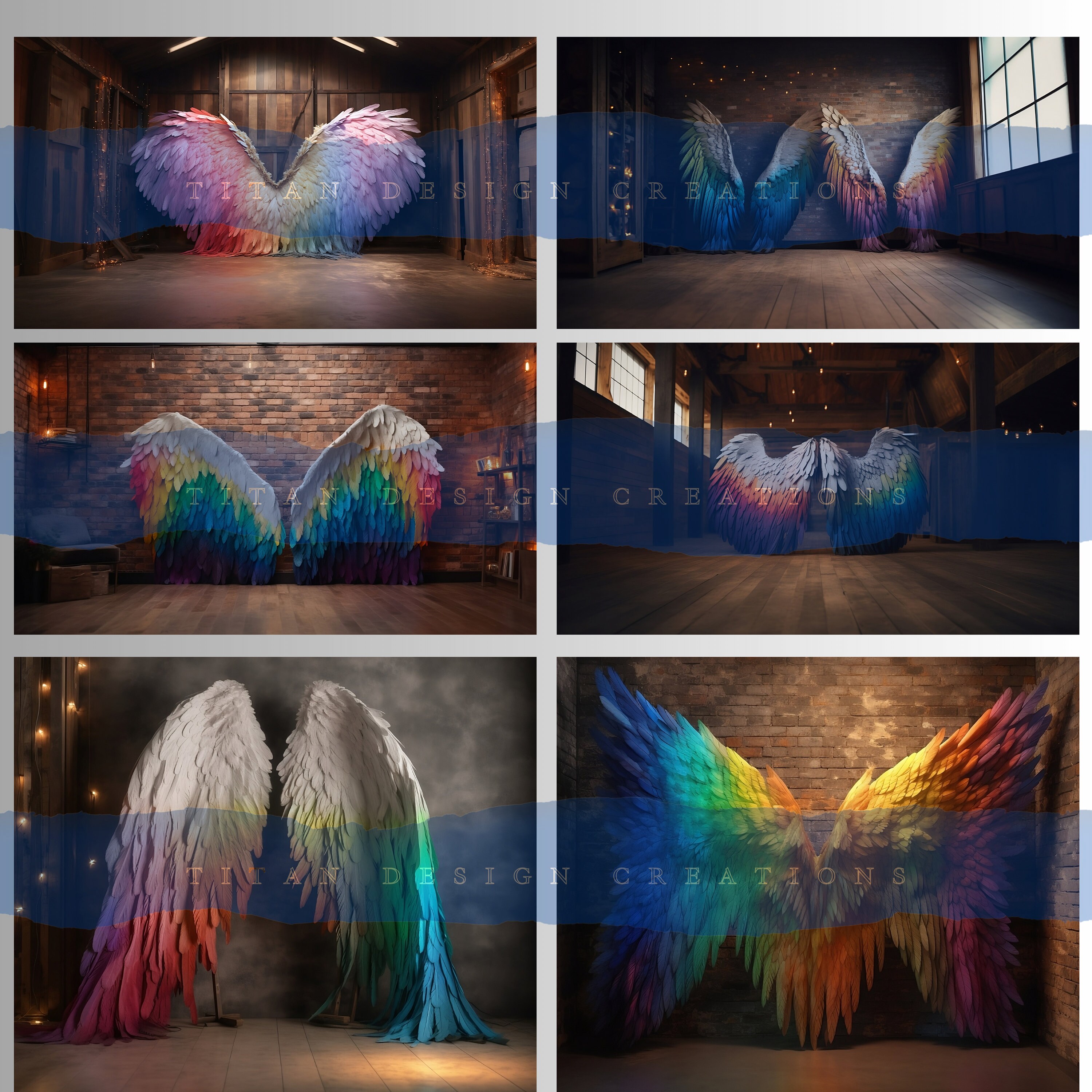 10 (plus 2 FREE!) Digital Backdrops, Rainbow Angel Wings, LGBTQ ...