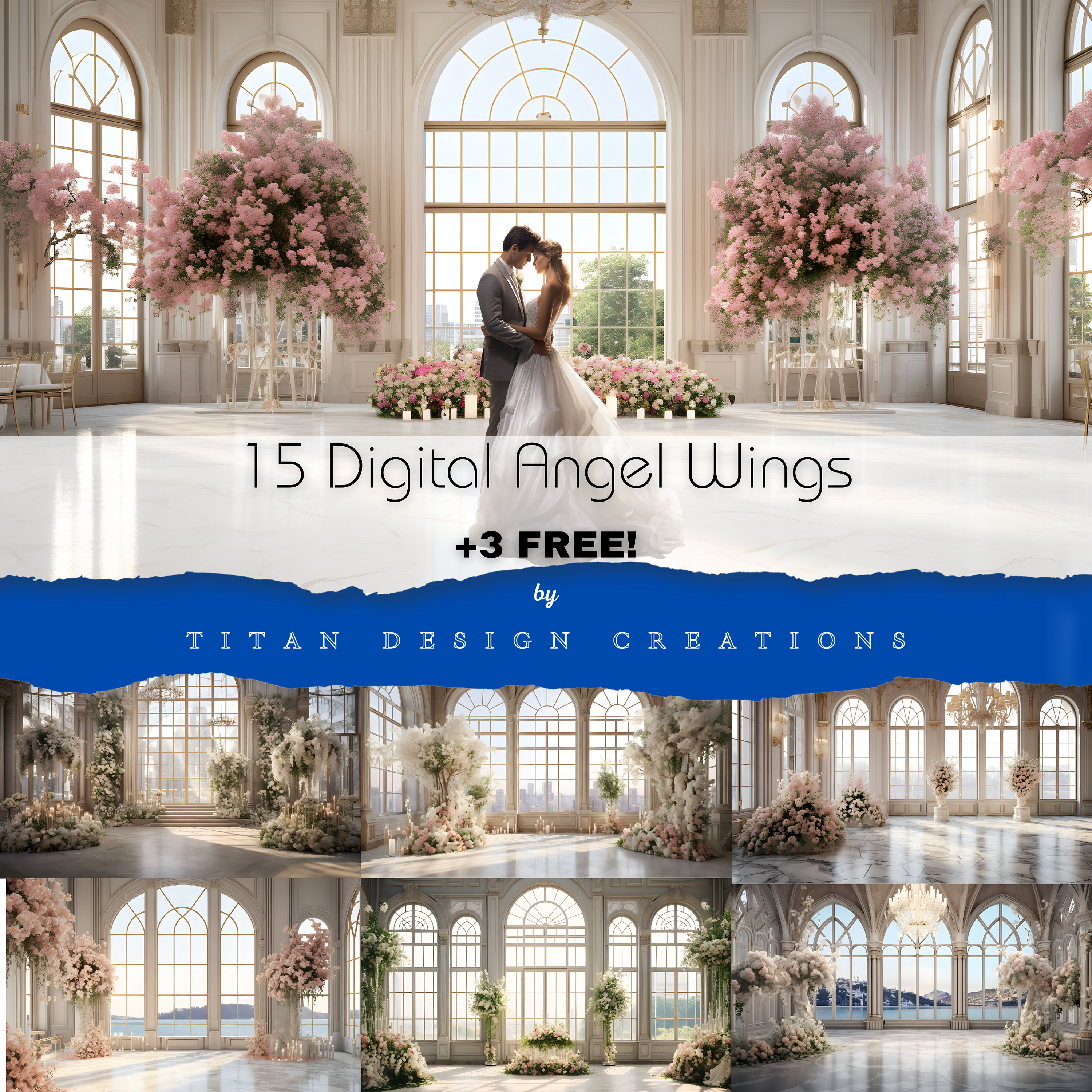 15 (plus 3 FREE!) Digital Backdrops, White Marble Room, Maternity ...