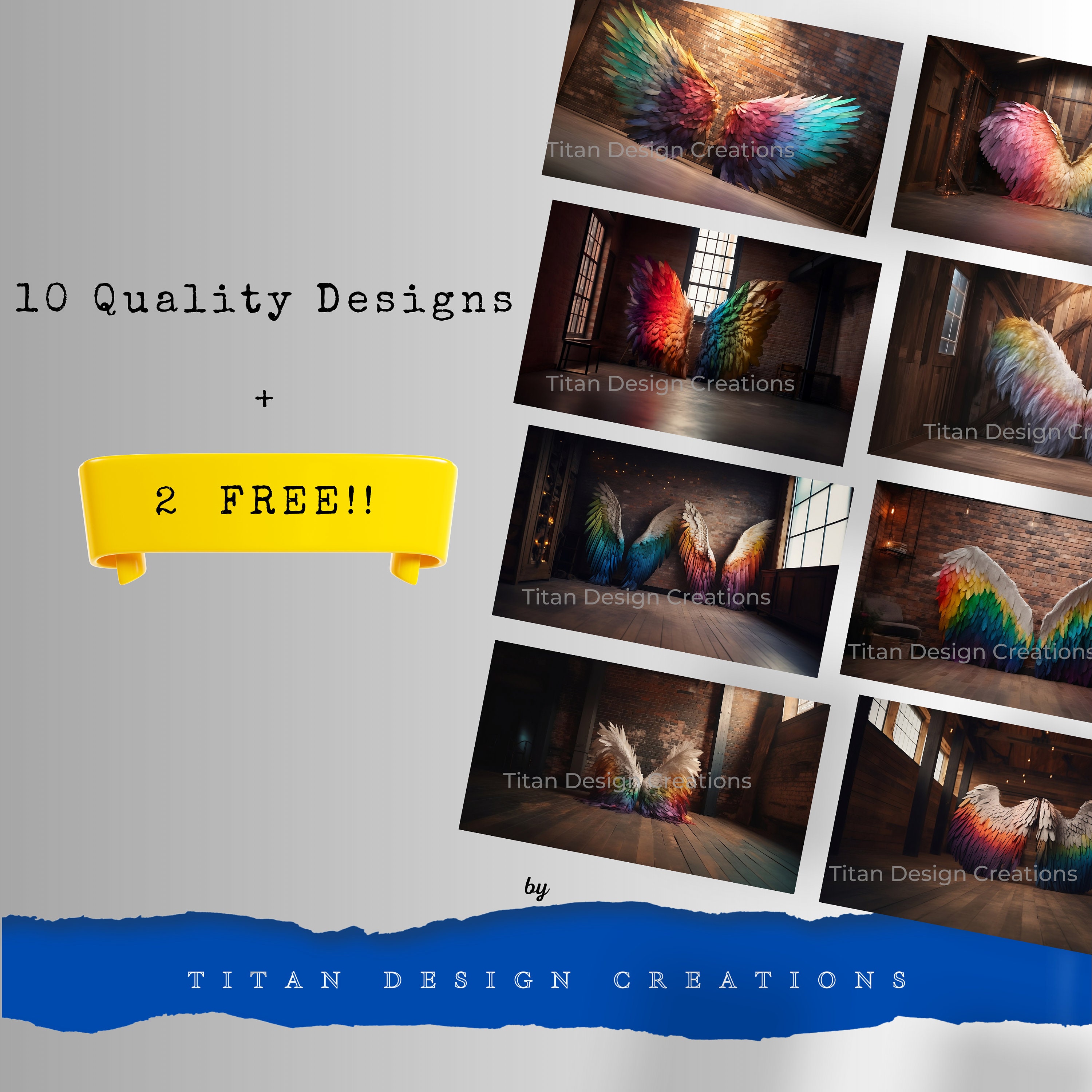 10 (plus 2 FREE!) Digital Backdrops, Rainbow Angel Wings, LGBTQ ...