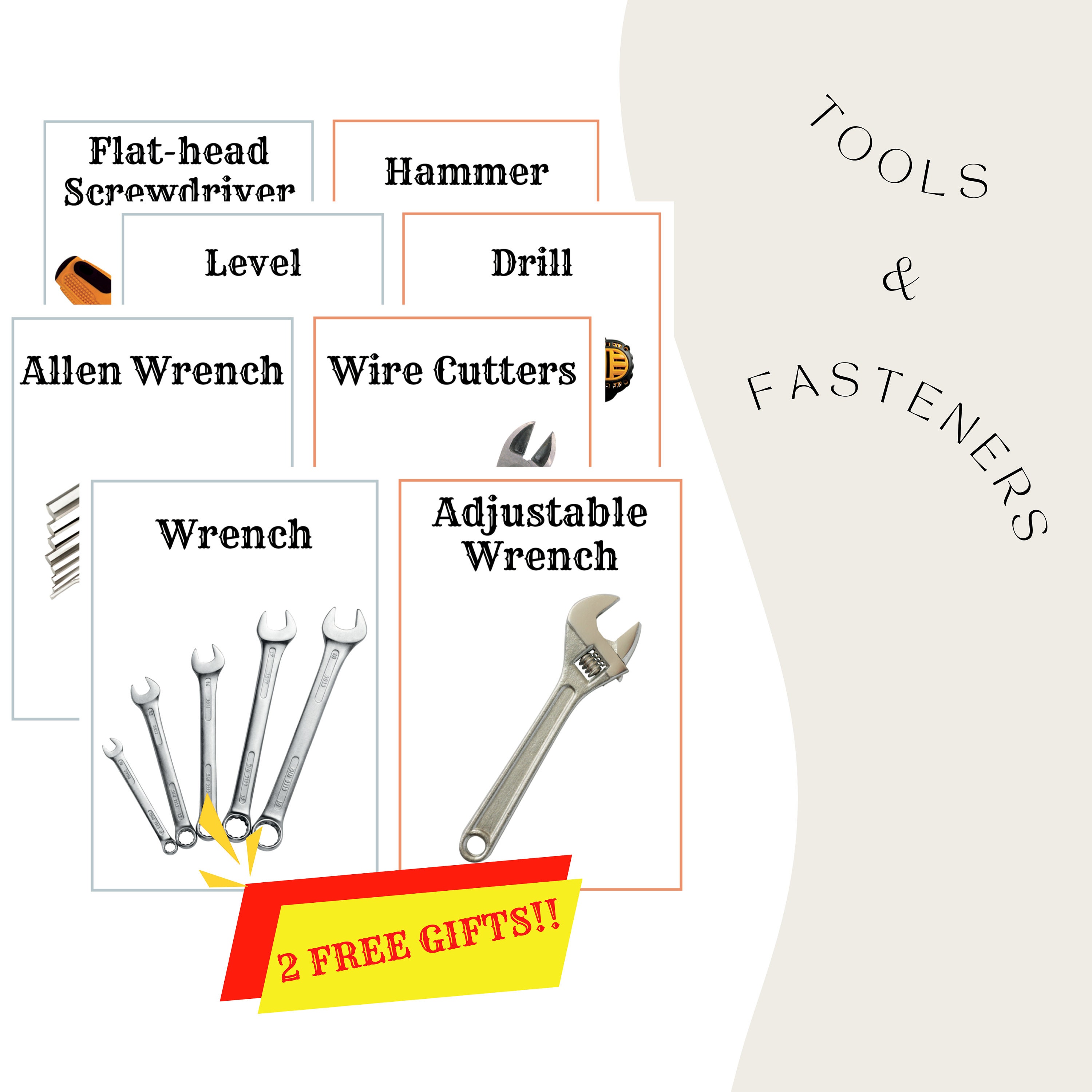 Tools | Fasteners | Common Tools | for Kids | Handy - Printable ...