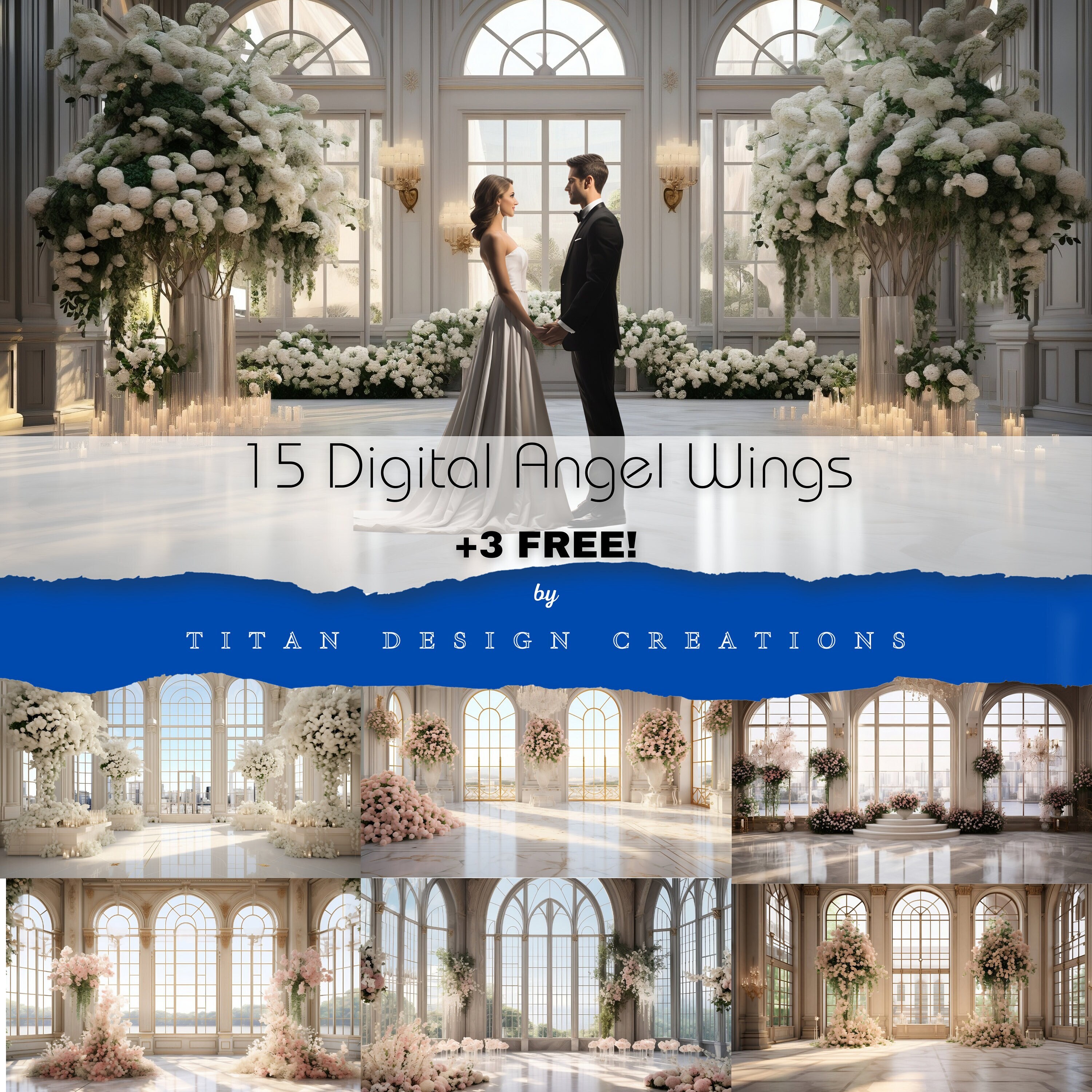 15 (plus 3 FREE!) Digital Backdrops, White Marble Room, Maternity ...