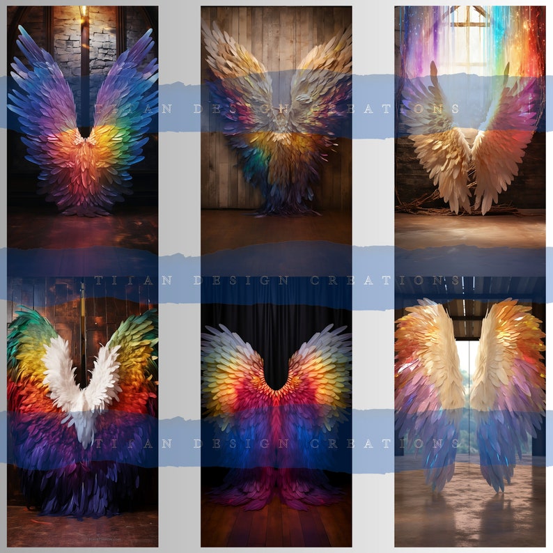 10 (plus 2 FREE!) Digital Backdrops, Rainbow Angel Wings, LGBTQ ...