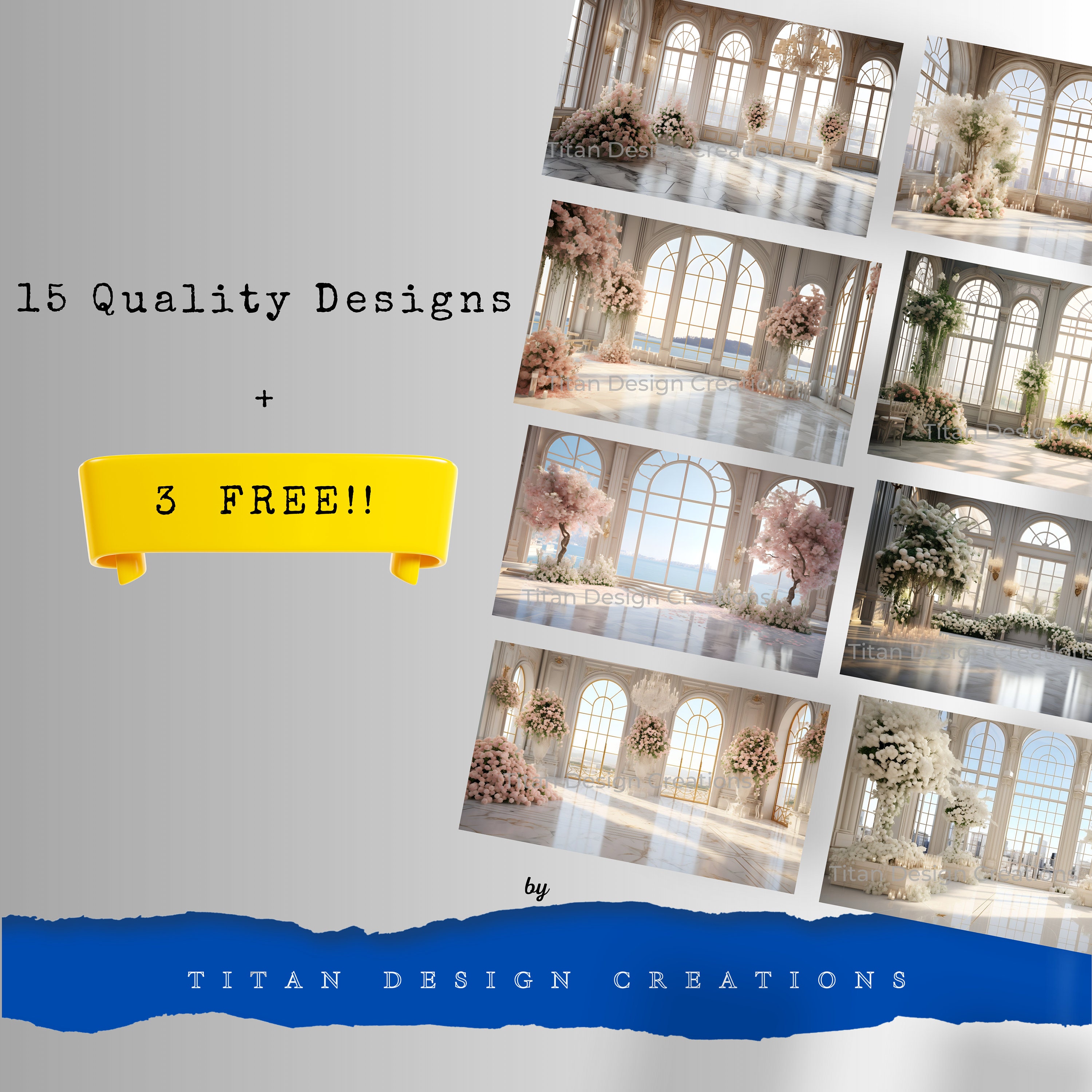 15 (plus 3 FREE!) Digital Backdrops, White Marble Room, Maternity ...